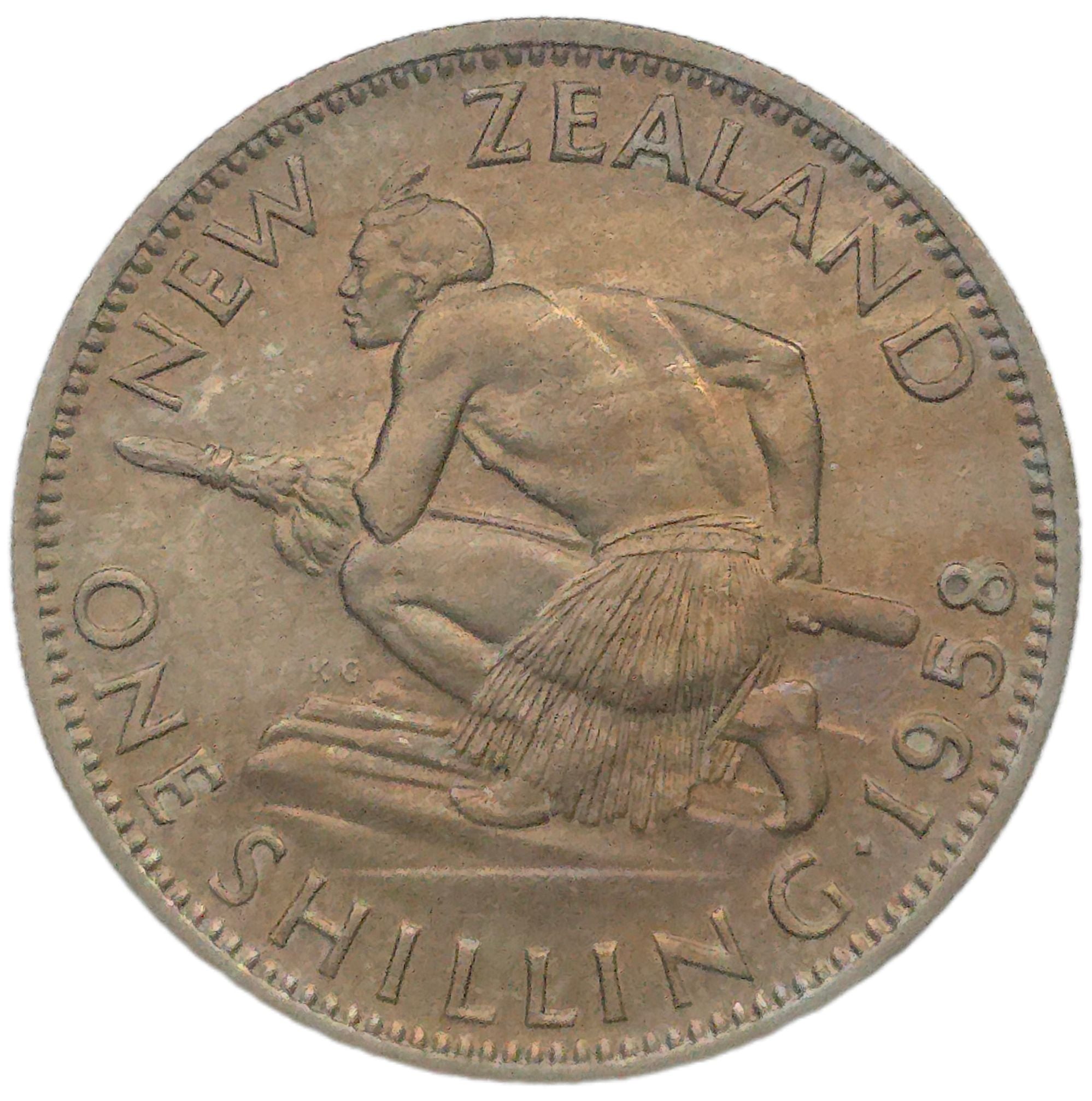 1958 New Zealand Shilling Broken Back Coin – The Half Crown