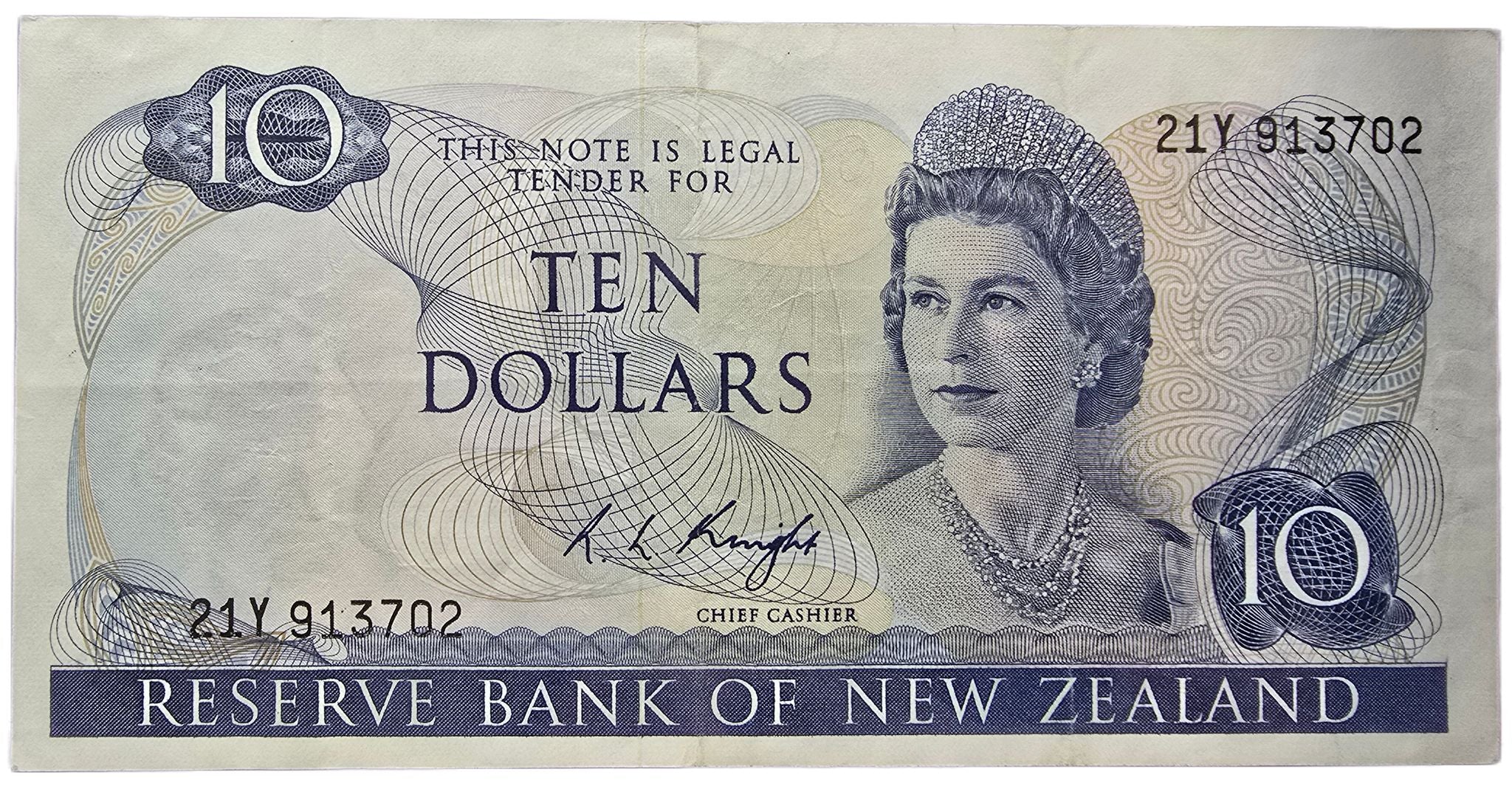 Knight Signature New Zealand Ten Dollar Note 1981 1985 – The Half Crown