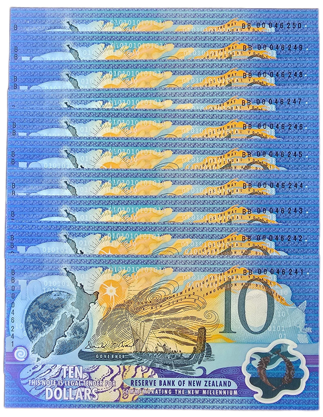 Reserve Bank Of New Zealand Millennium 10 Dollar Notes – The Half Crown