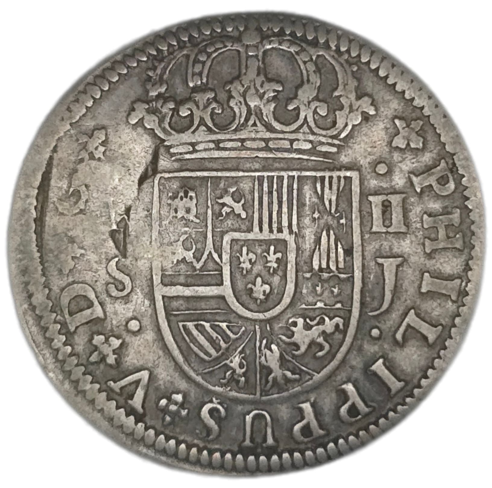 1732 Spain 2 Reales Philip V Silver Coin – The Half Crown
